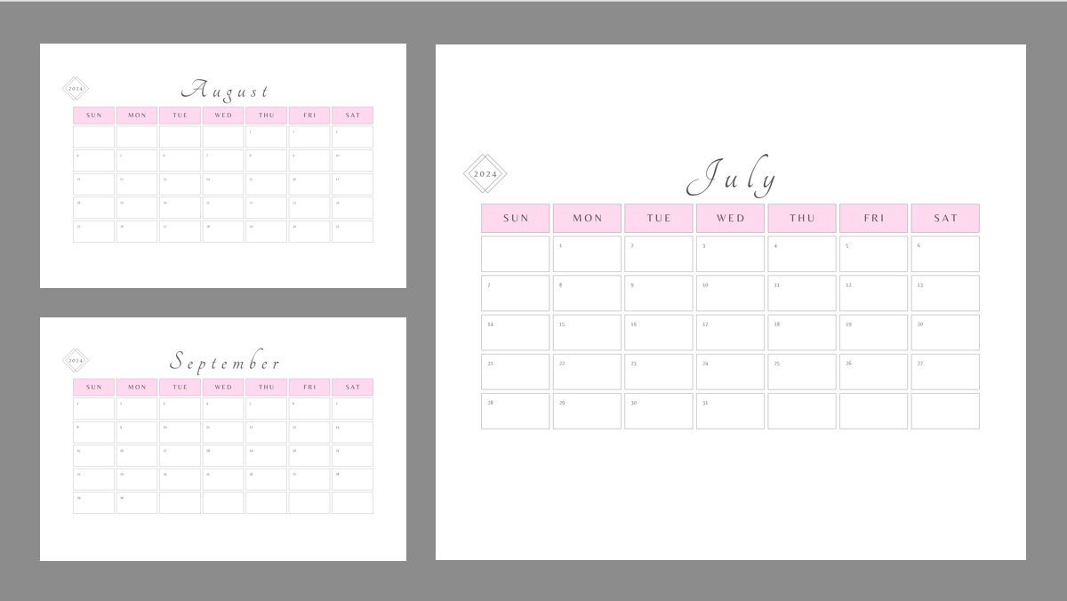 Printable Calendar 2024 - Pink - Etsy