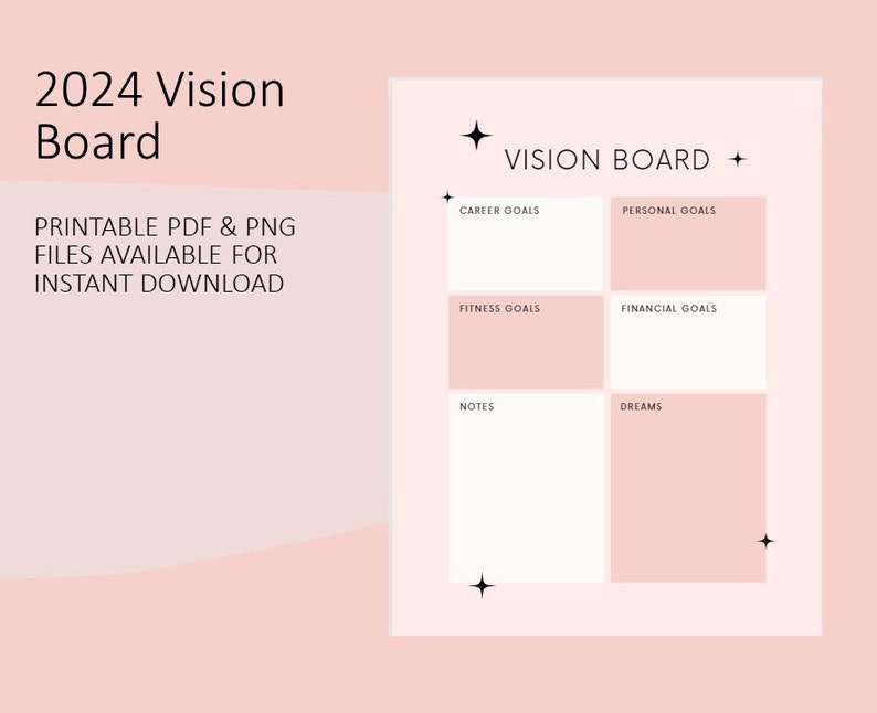 2024 Vision Board Printable Template - Etsy UK