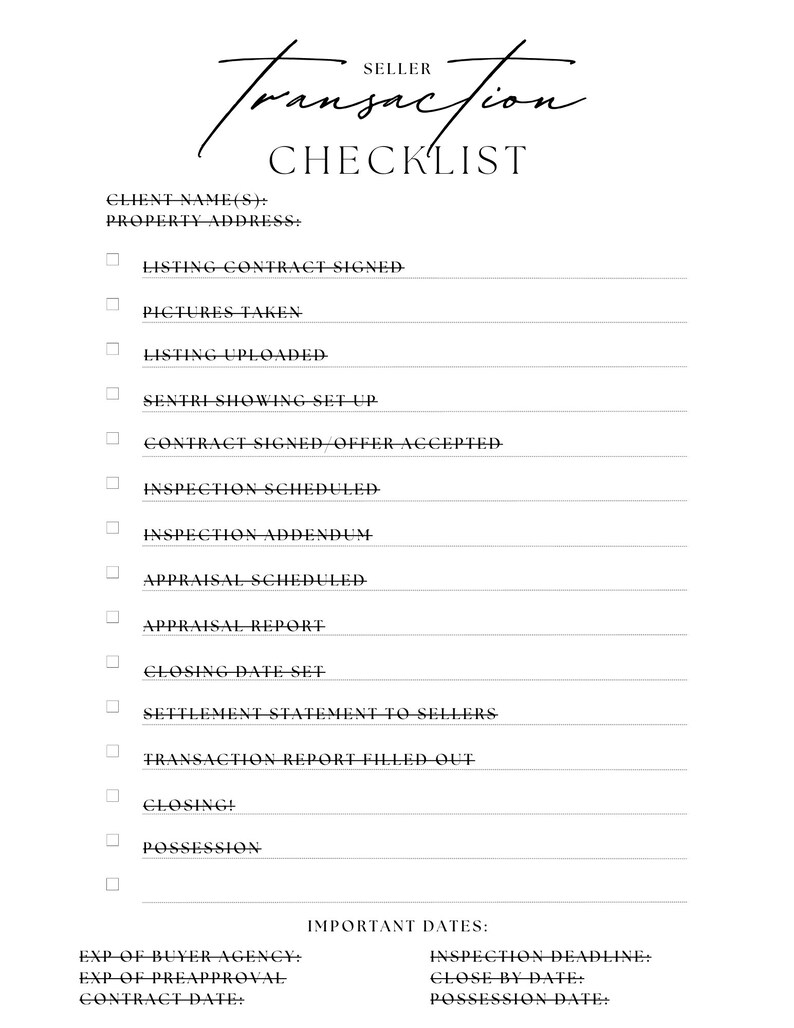 Real Estate Buyer/ Seller Transaction Checklist - Etsy