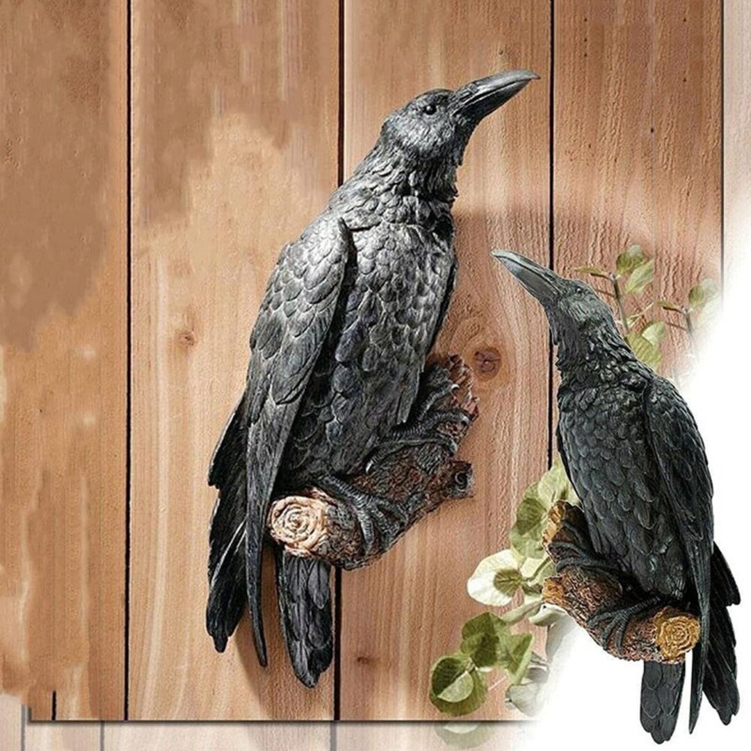 Fake Raven Resin Statue Bird Crow Sculpture Outdoor Crows - Etsy