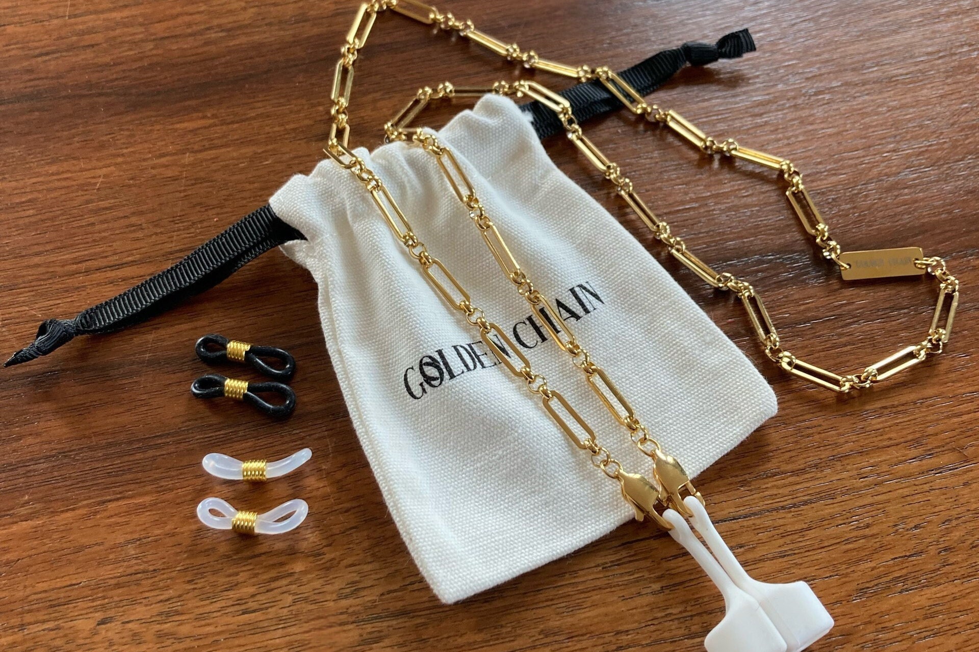 2-in-1 Chain: Airpods Chain + Glasses Chain - Stainless Steel Gold ...