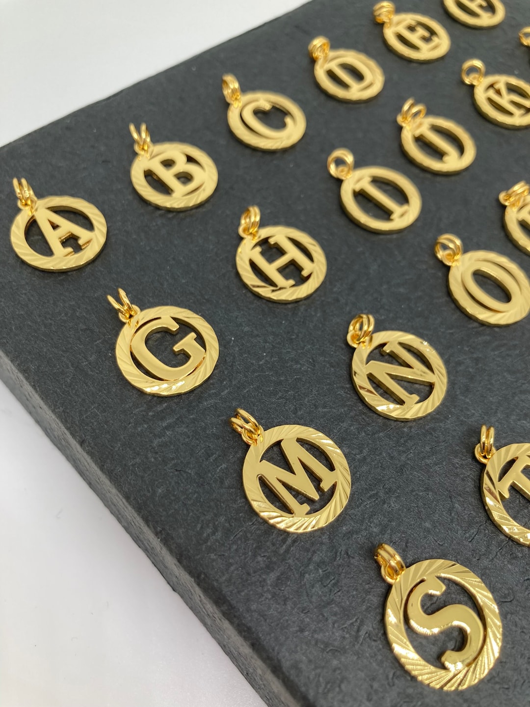 Stainless Steel 18K Gold Plated Letter Medallion, Initial Medallion ...