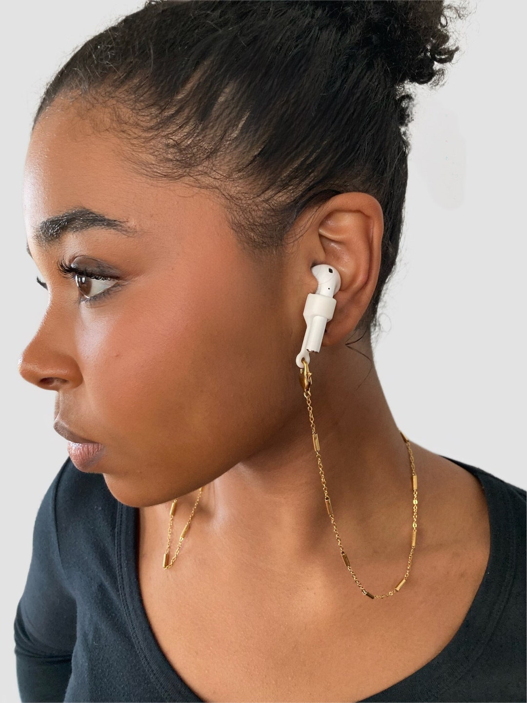 2-in-1 Chain: Airpods Chain + Glasses Chain - Stainless Steel Gold ...