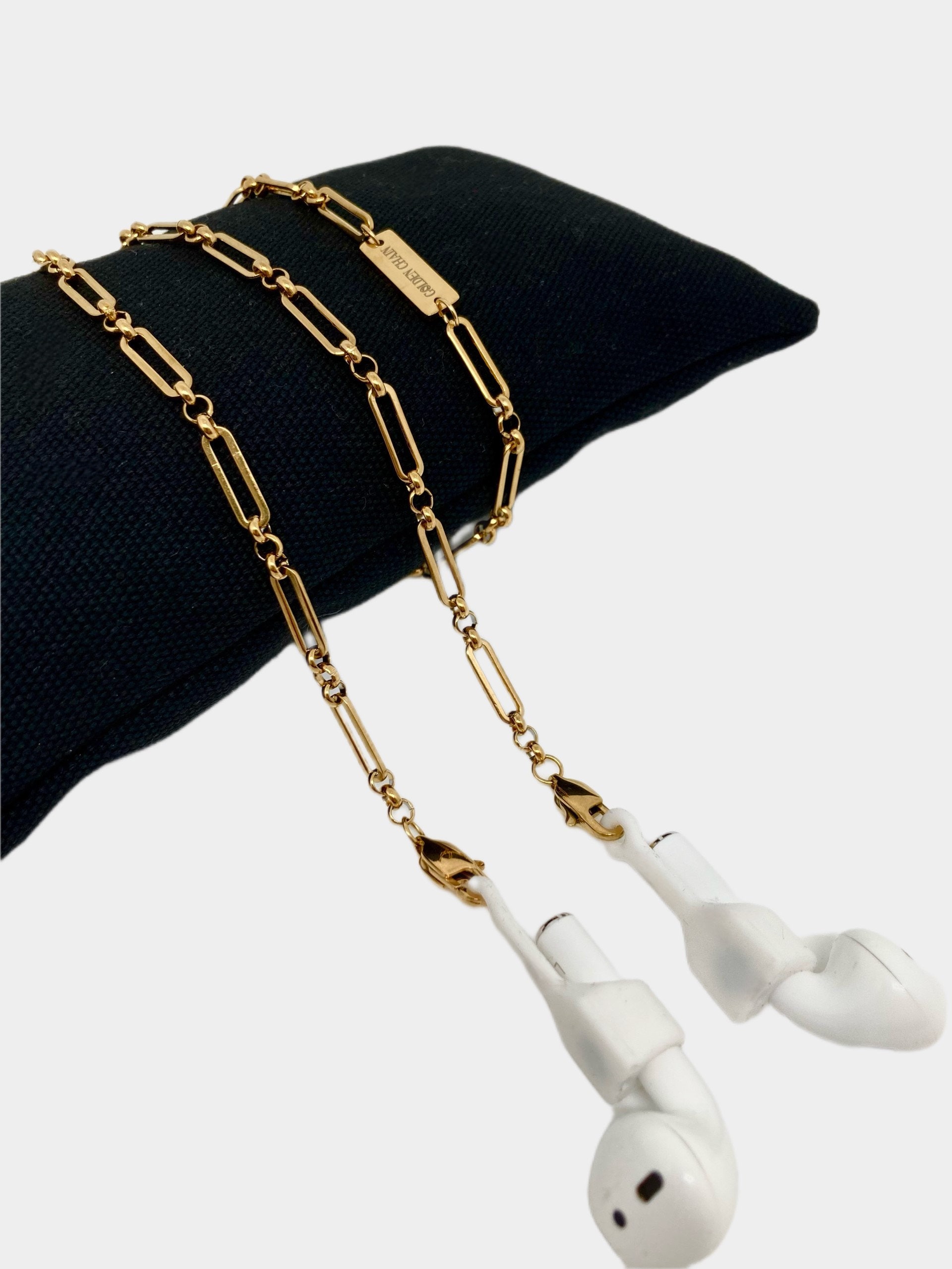 2-in-1 Chain: Airpods Chain + Glasses Chain - Stainless Steel Gold ...