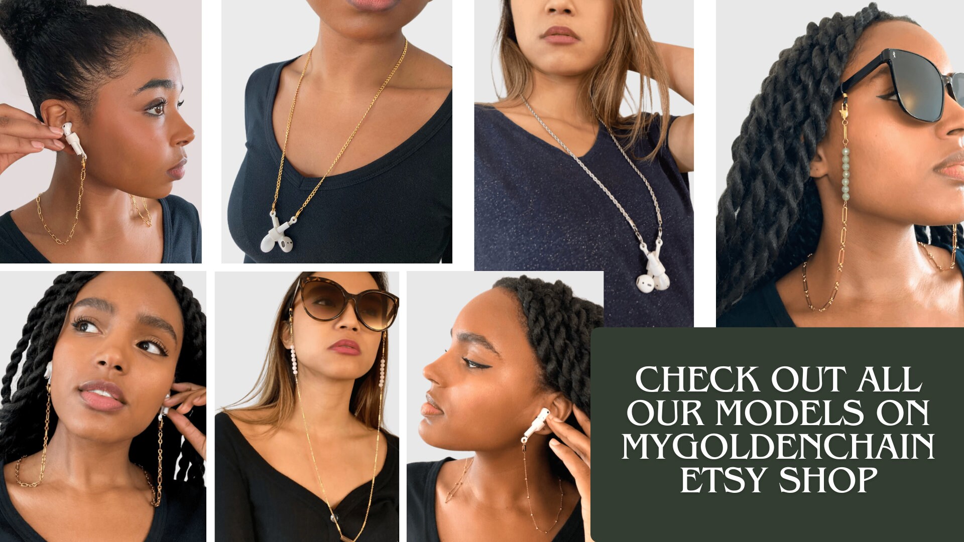 2-in-1 Chain: Airpods Chain + Glasses Chain - Stainless Steel Gold ...
