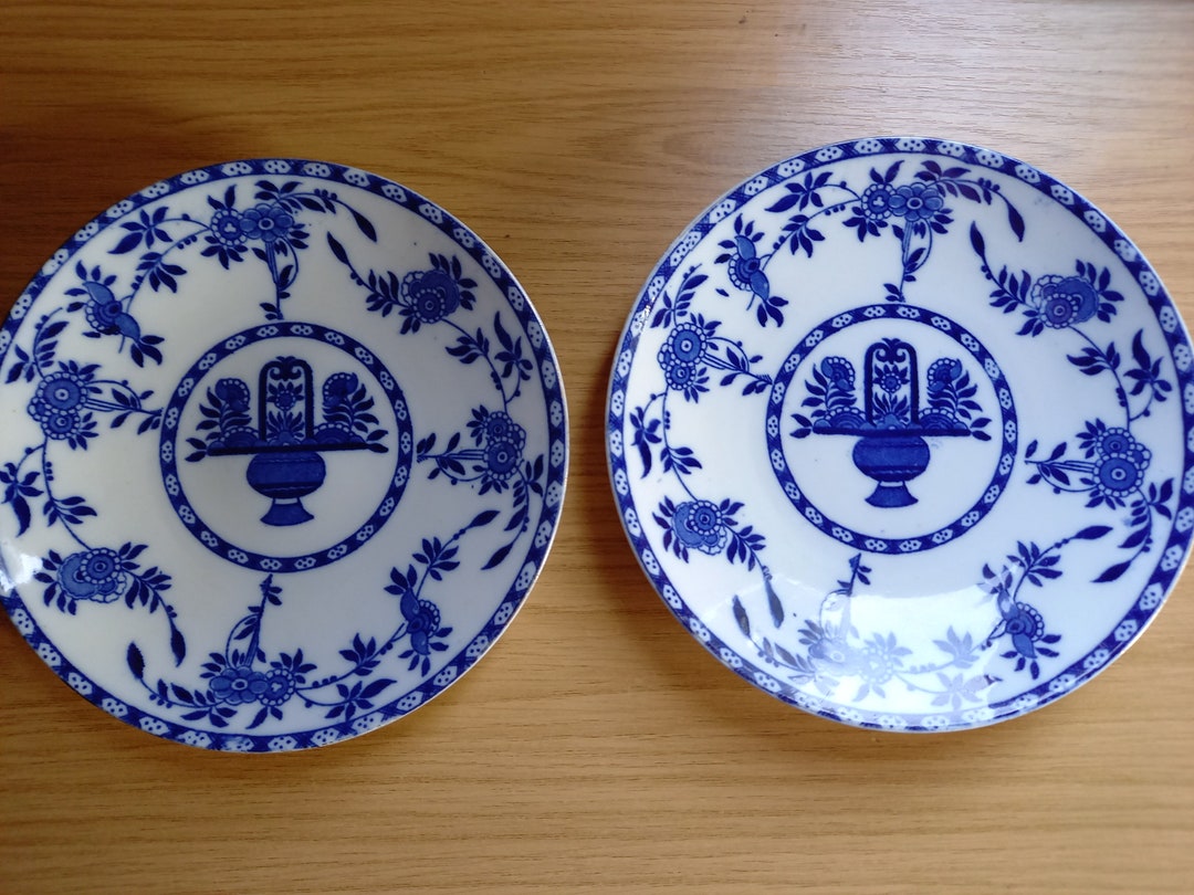 2 X Antique Wood and Sons Blue and White Delph Semi Porcelain Salad ...