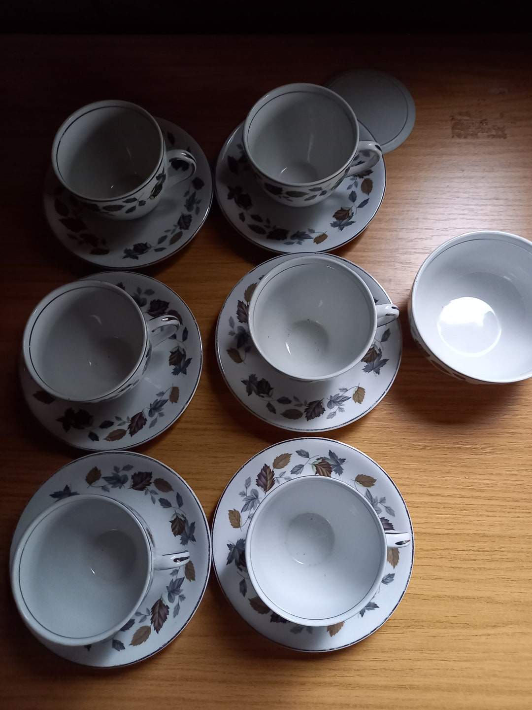 6 X Vintage Alfred Meakin Springwood Tea/ Coffee Cups & Saucers Sugar ...