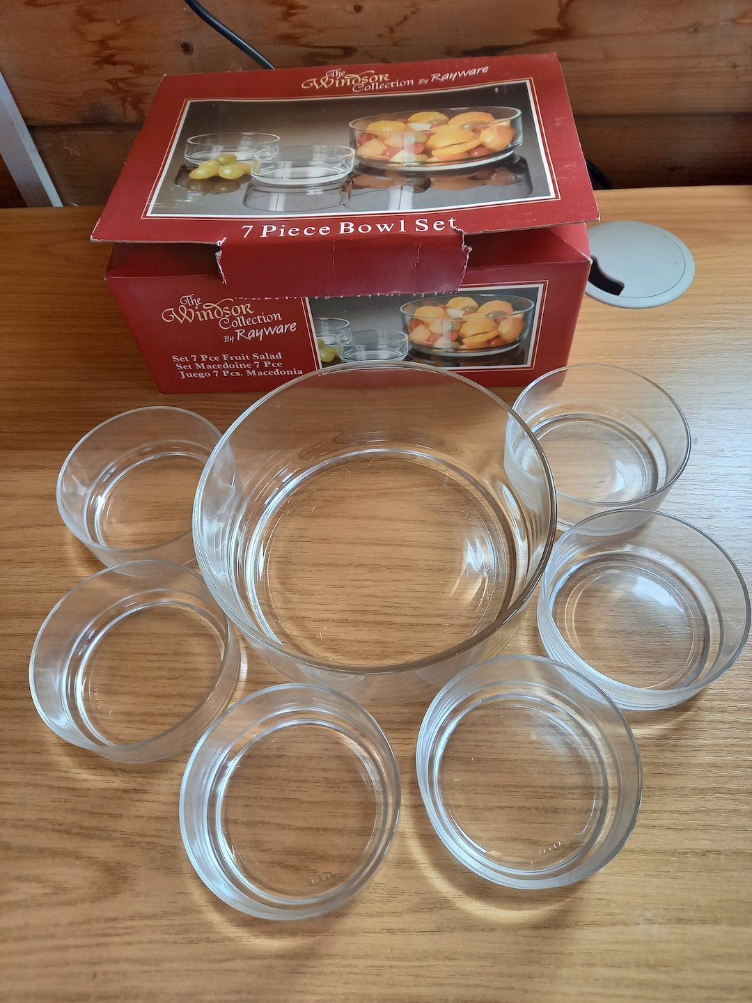 7pcs X Vintage Clear Glass, Fruit Bowls Set the Windsor Collection ...