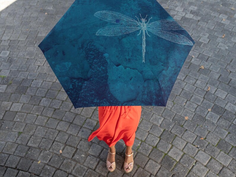 Dragonfly Umbrella, Foldable Compact Travel Umbrella, Blue Insect ...