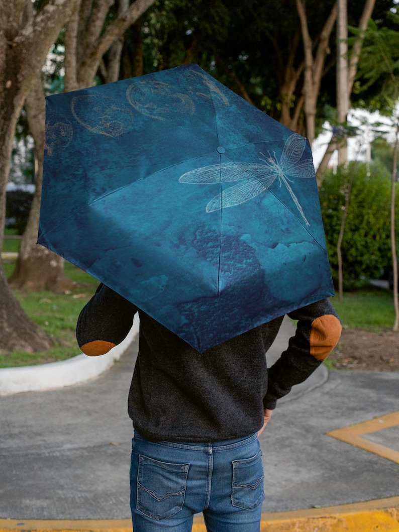 Dragonfly Umbrella, Foldable Compact Travel Umbrella, Blue Insect ...