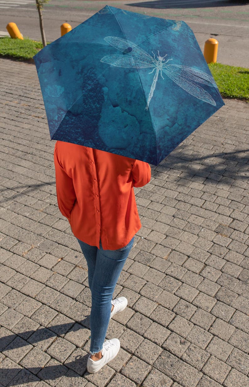 Dragonfly Umbrella, Foldable Compact Travel Umbrella, Blue Insect ...
