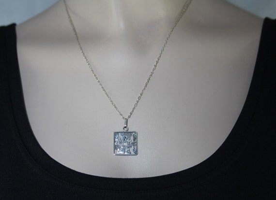 Vintage 900 Silver Mexico Aztech Design Pendant with … - Gem