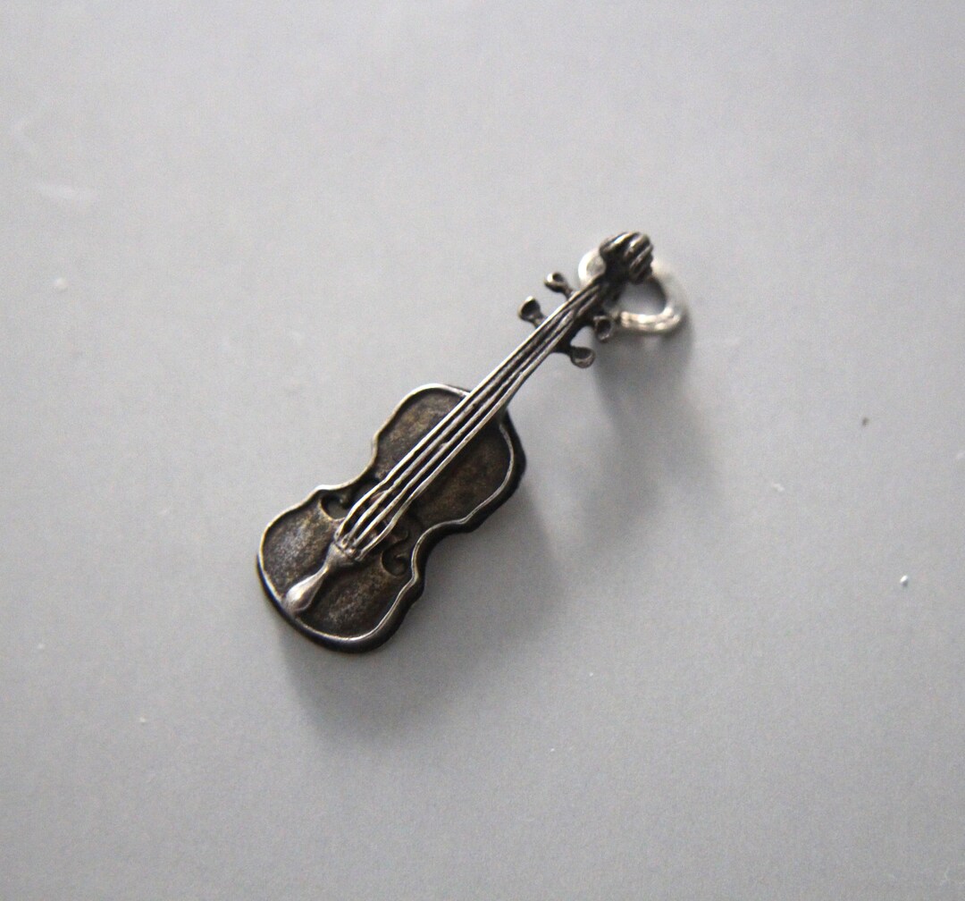 Vintage Sterling Silver Violin Charm and Jump Ring - Etsy