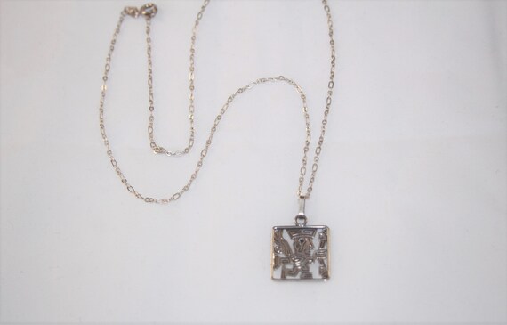 Vintage 900 Silver Mexico Aztech Design Pendant with … - Gem