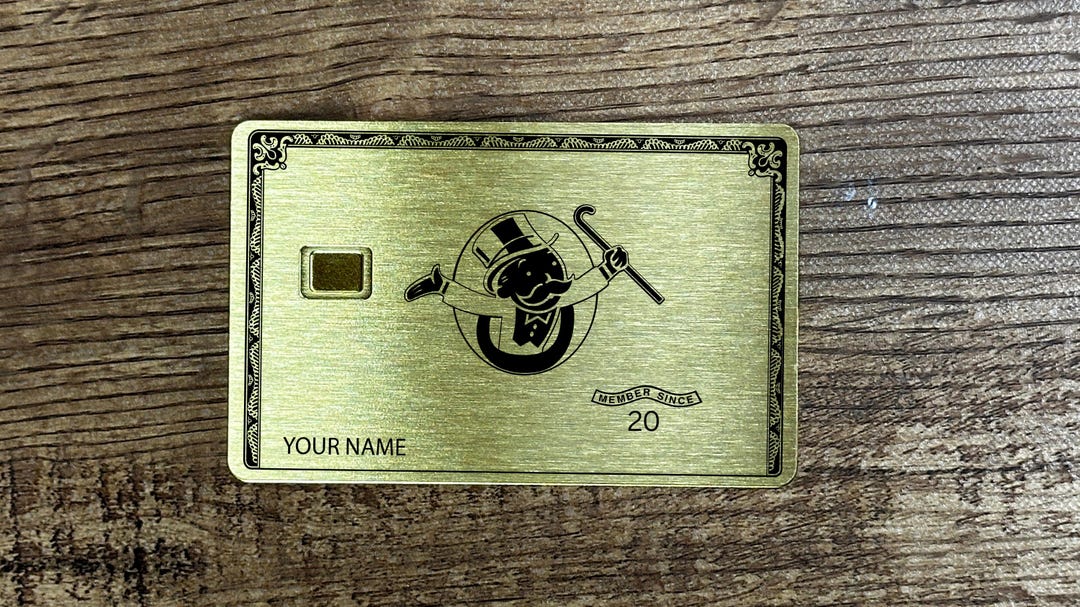Monopoly Man Gold Card Metal Credit Card Swap, Chip and Magnetic Strip ...