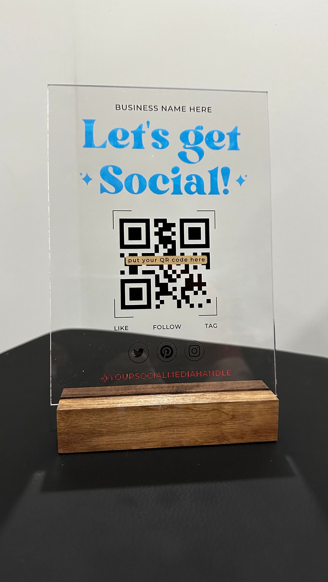 Personalized Acrylic Social Media Sign UV Printed, Custom Business Logo ...