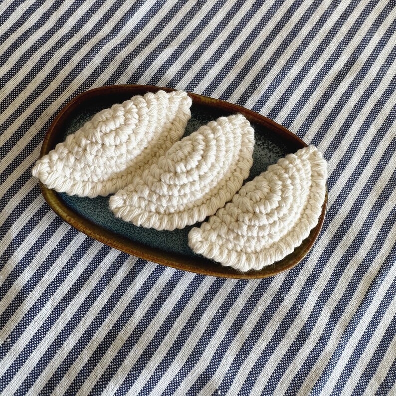 Crochet Dumplings for Childrens Kitchen. Handmade Cotton Pretend Play ...