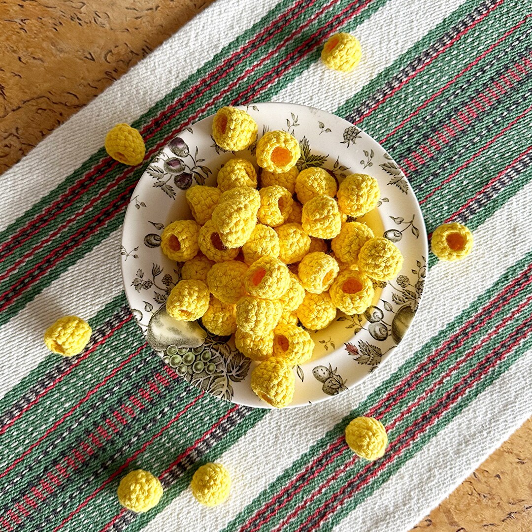 Crochet Raspberries, Box of 30 Pieces Pretend Play Handmade Toys, Eco ...