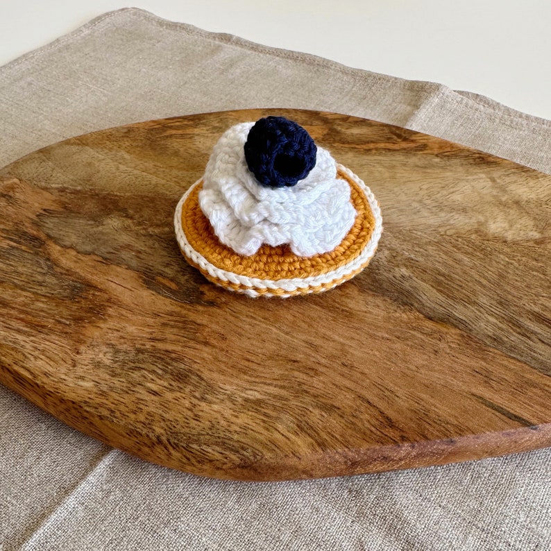 Crochet Pancake With Whipped Cream and Blackberry. Handmade - Etsy