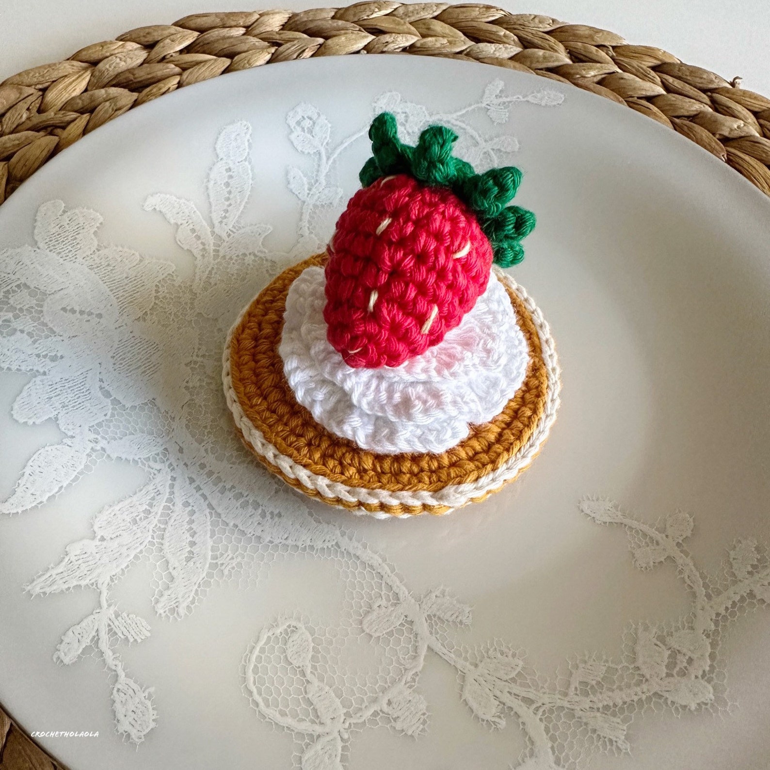 Crochet Pancake With Whipped Cream and Strawberry Pretend - Etsy