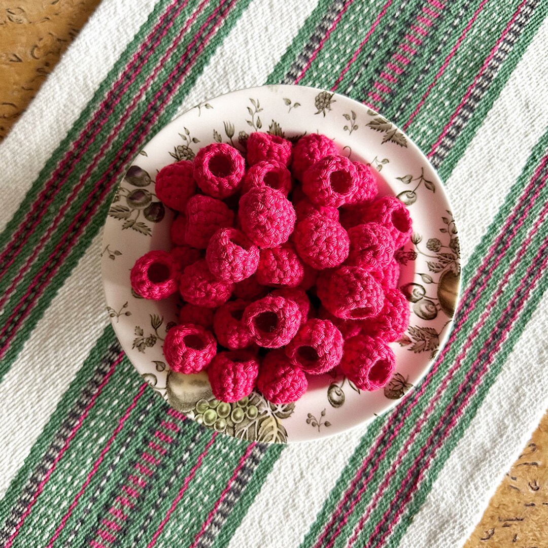 Crochet Raspberries Pretend Play Food Set – 30 Pieces With Storage Box ...