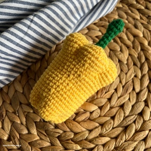 Crochet Yellow Pepper for Montessori Activities. Handmade Cotton ...