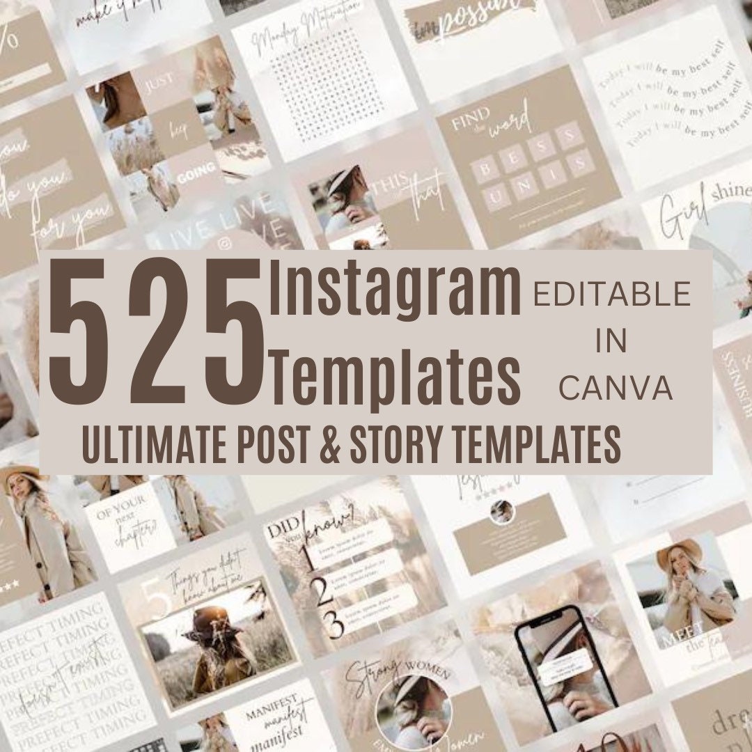 OVER 500 Neutral Ig Post Templates, Instagram Story Templates, Engaging ...