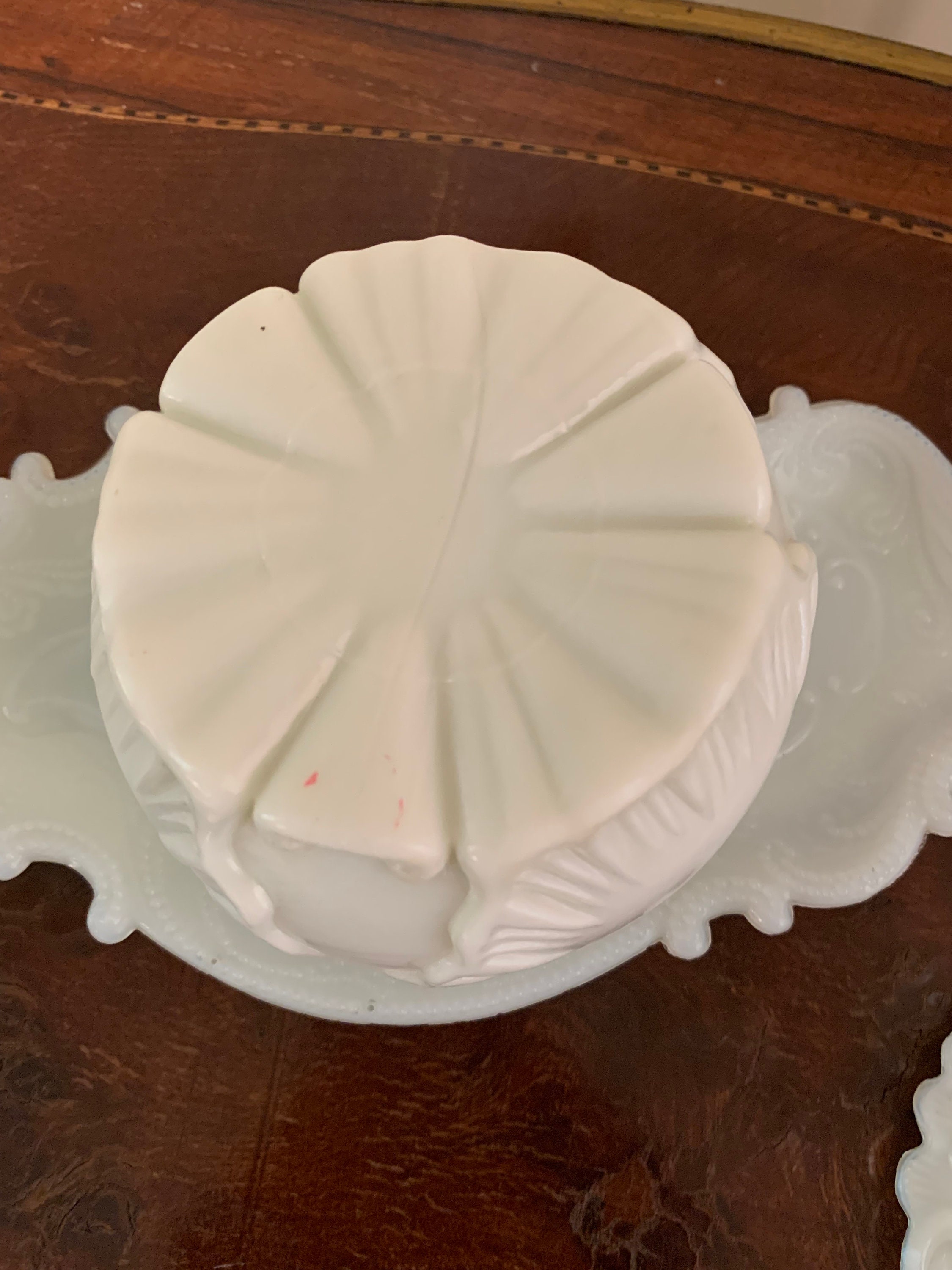 Vintage White Powder Jar and Tray - Etsy