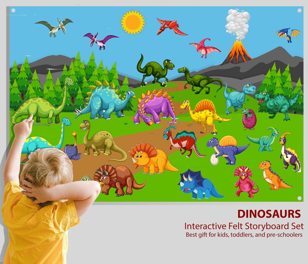 HUGE SALE!! Felt Busy Board, Dinosaur Storyboard Set, 3x2 Ft Felt Board ...