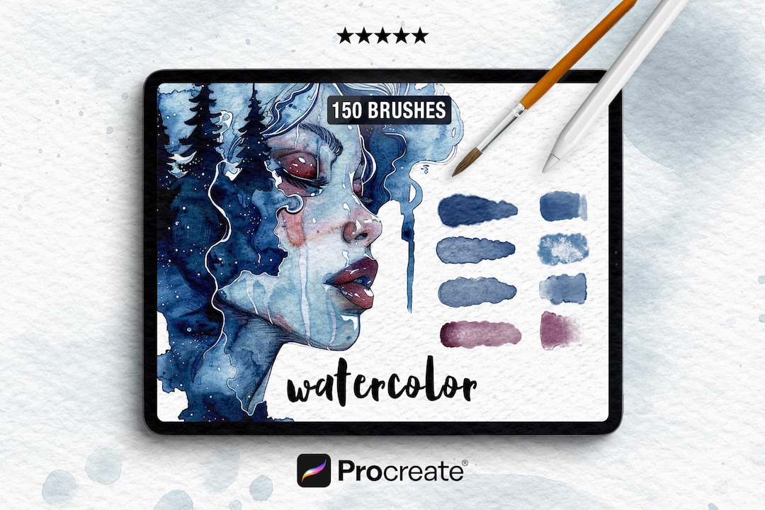 Realistic Watercolor Procreate Brushes - Paper Textures, Blending ...