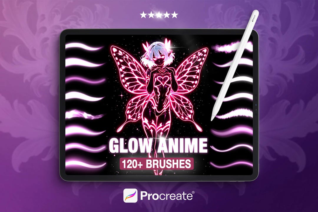 120+ Glow Anime Procreate Brushes - Neon Glow, Aura, Light Effects ...
