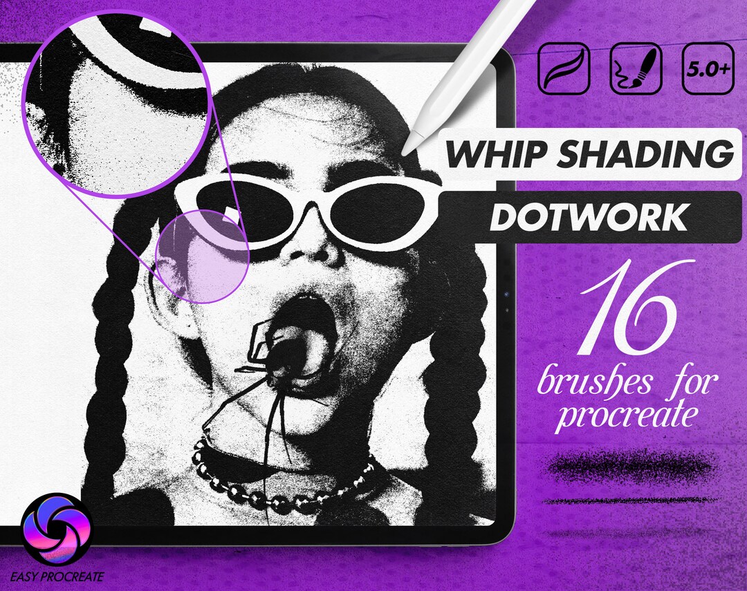 16 Whip Shading Stipple Brushes for Procreate, Tattoo Brushes Procreate ...