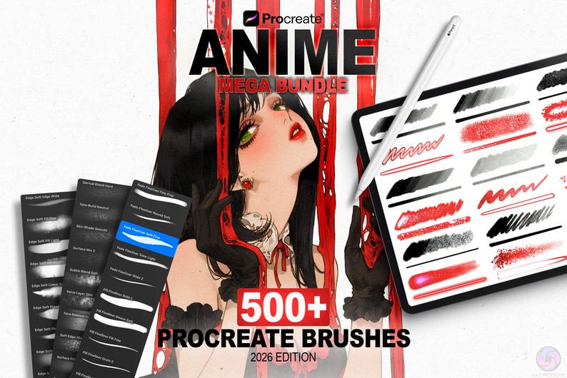 Procreate Brushes Anime Mega Bundle | Sketch, Manga, Shading, Hair ...