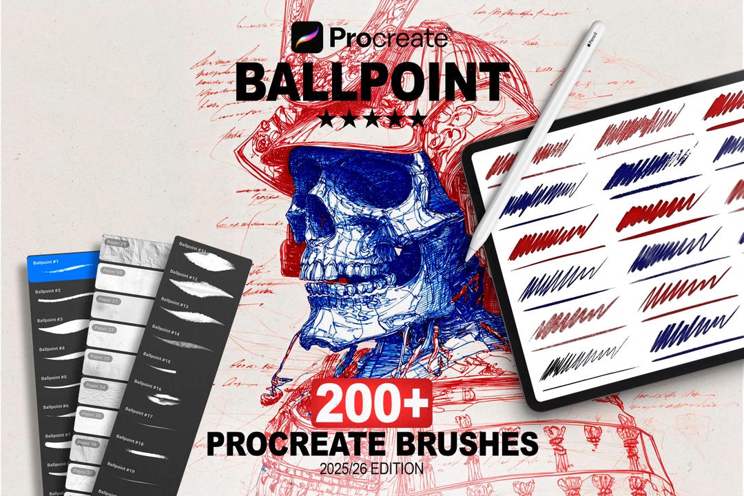 200+ Procreate Ballpoint Brushes | Sketch, Draw & Ink Like Real Pen - Etsy