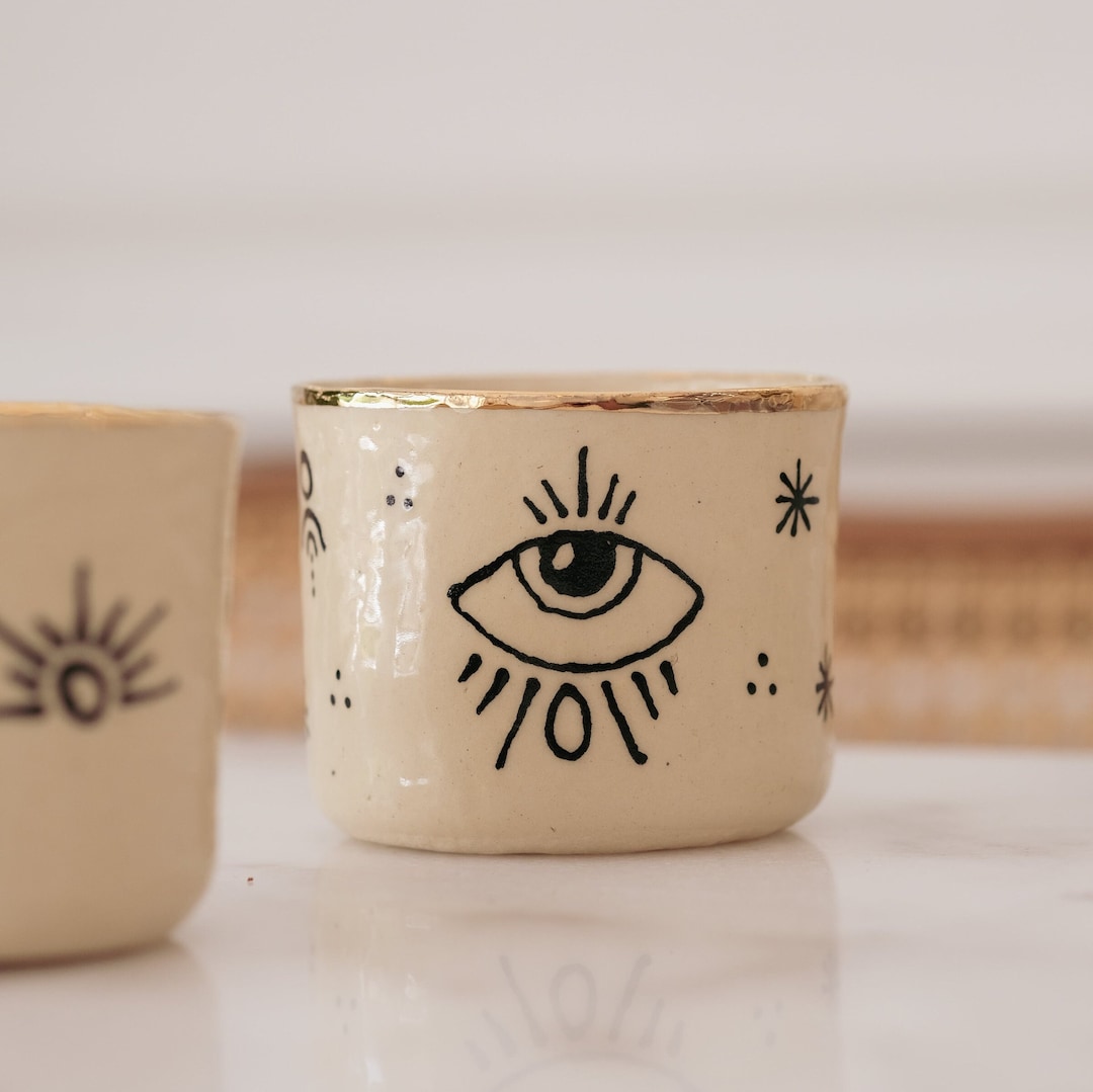 Evil Eye Design Ceramic Mug Ideal Housewarming Gift, Handmade Ceramic ...