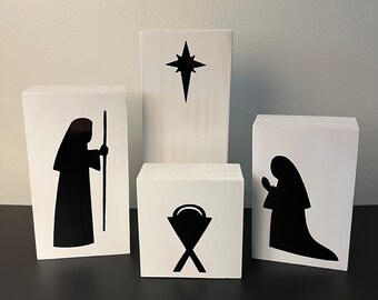 Nativity Blocks Christmas Table or Shelf Decor - Etsy