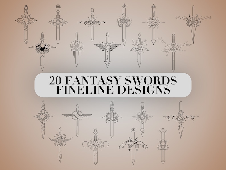 20 Fantasy Swords Procreate Tattoo Brushes: Procreate Fantasy, Sword ...