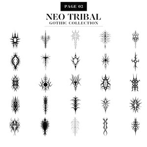 100 Neo Cyber Tribal Procreate Stamps | INSTANT DOWNLOAD | Gothic ...