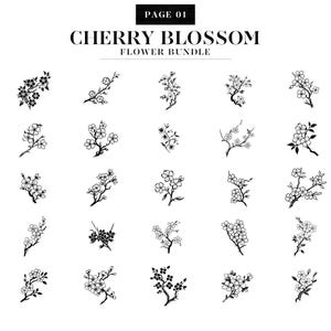 50 Cherry Blossom Designs | INSTANT DOWNLOAD | Floral Stamps | Procreate Brushes | Tattoo Design ...