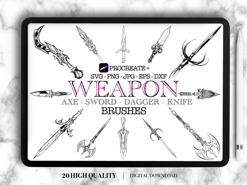 20 Dagger Bundle Procreate Brush Set & SVG Bundle / for Cricut Laser ...