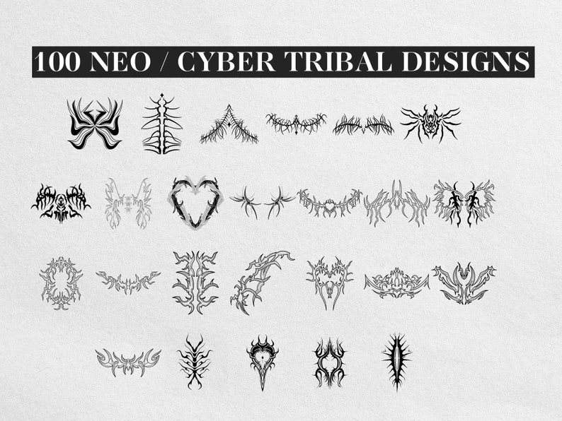 100 Neo Tribal / Cyber Tribal Designs for Procreate Photoshop JPG PNG ...