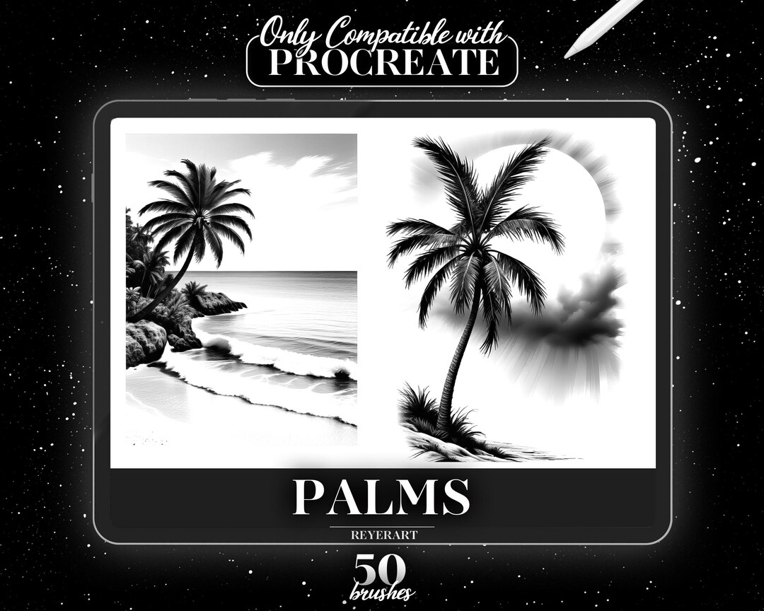 Palm Procreate Brush Set | 50 High-quality Digital Brushes | Tropical ...