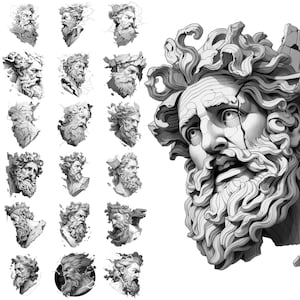 50 Greek Zeus Designs | INSTANT DOWNLOAD | Greek Mythology Stamps ...