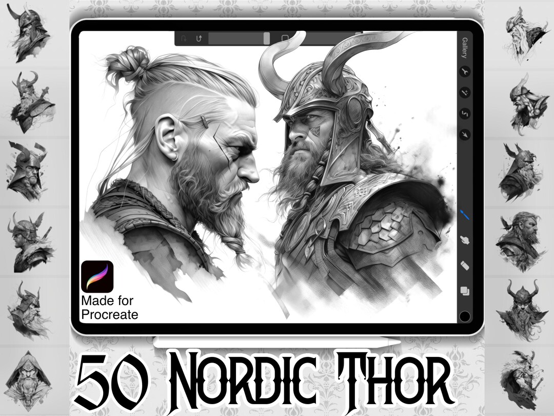 50 Nordic Thor Designs | INSTANT DOWNLOAD | Nordic Mythology Stamps ...