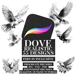 Dove Designs for Procreate / Tattoo Stamp - Photoshop Stamps Digital ...