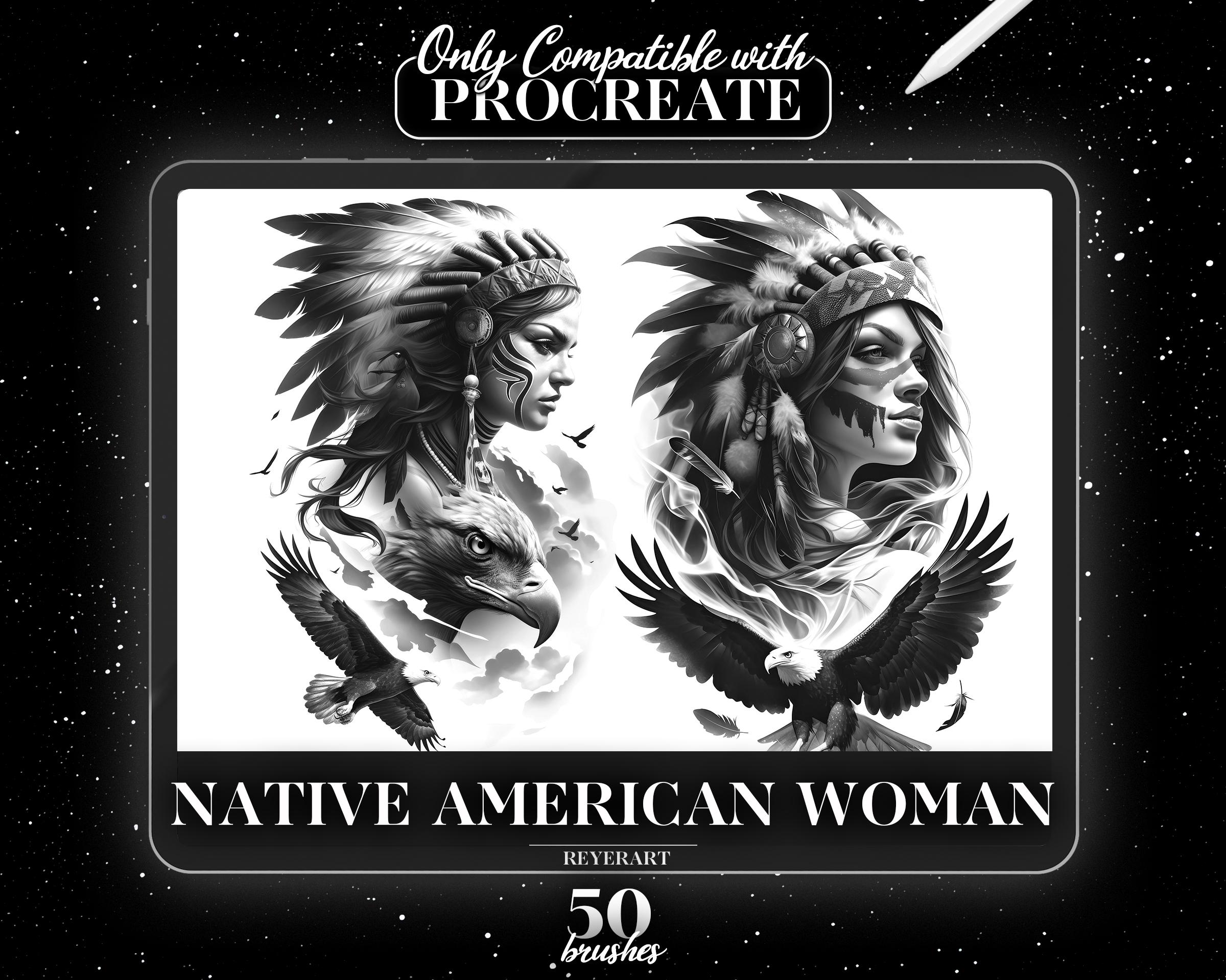 Native American Woman Procreate Brush Set | 50 High-quality Digital ...
