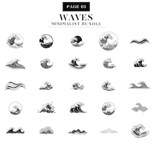 100 Minimalist Wave Tattoo Designs Bundle - Procreate Brushes | Sea ...