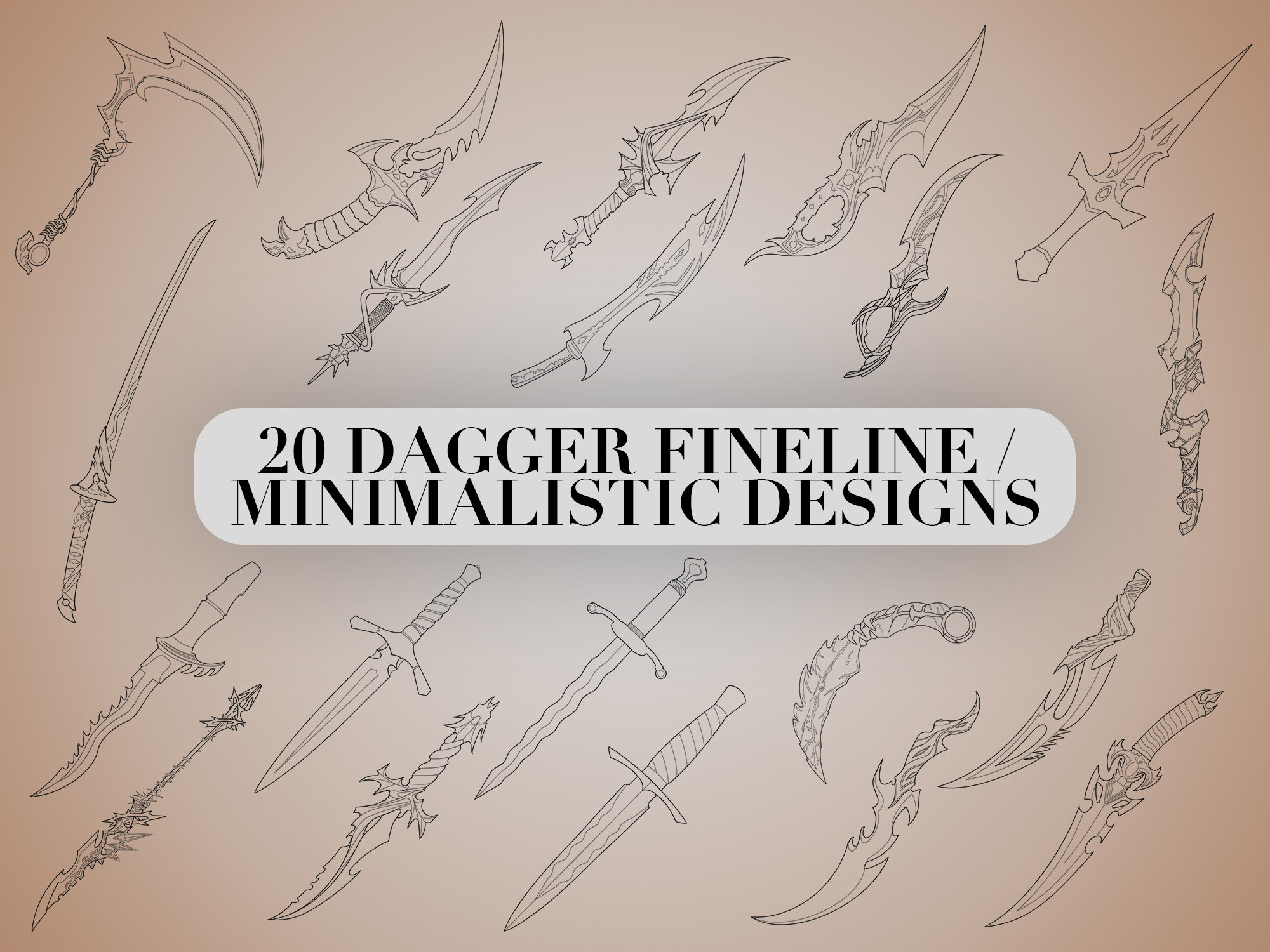 Dagger Brushes Tattoo Fineline Stencil Stamp / Instant - Etsy