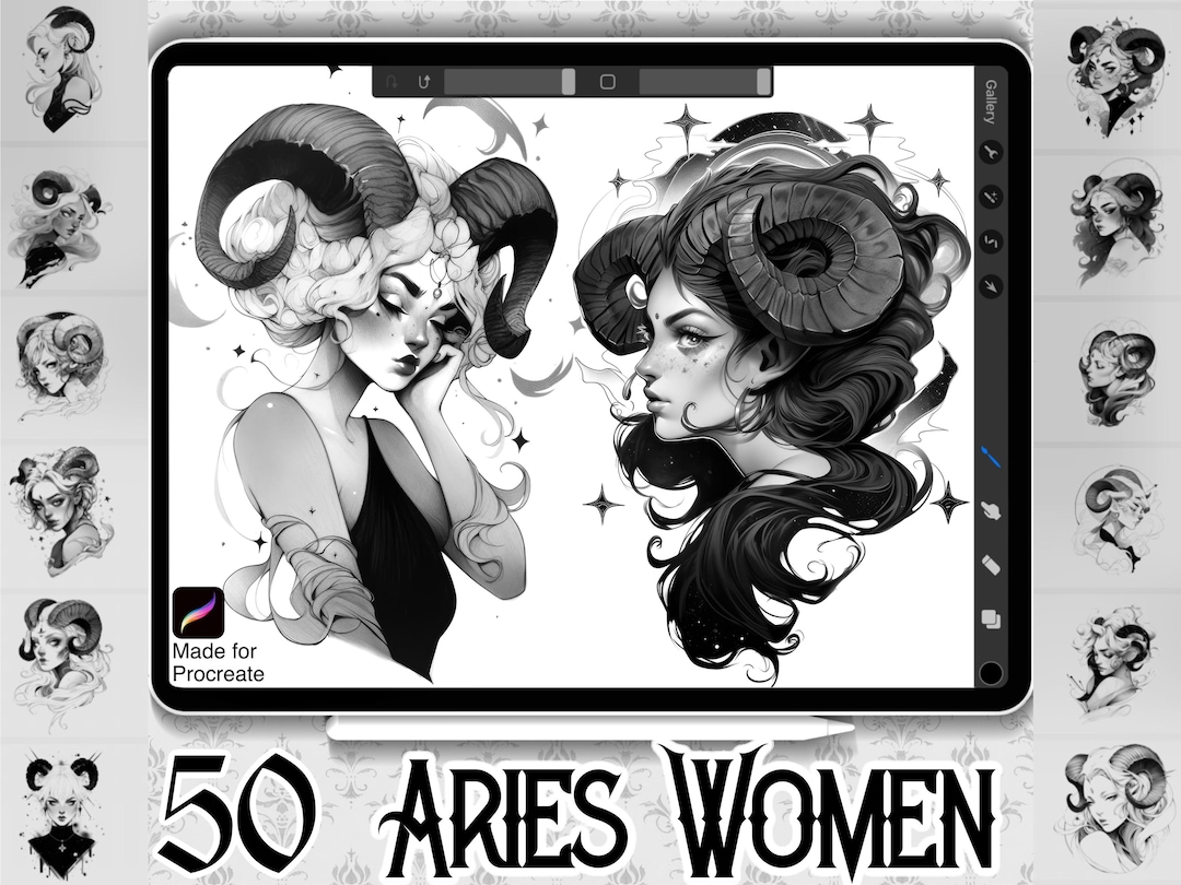 50 Aries Women Designs | INSTANT DOWNLOAD | Zodiac Sign Stamps ...