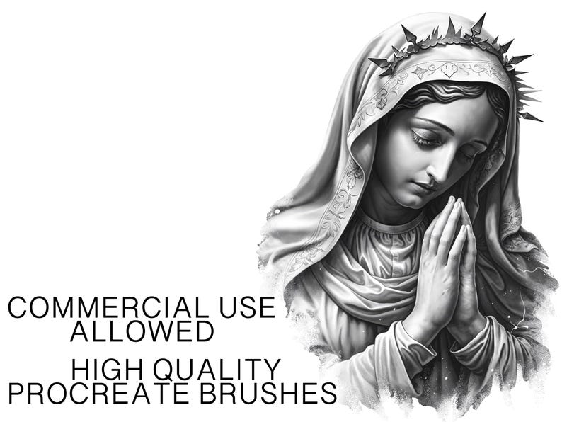 Mother Mary Procreate Brushes | Religious Tattoo Stamps (INSTANT ...